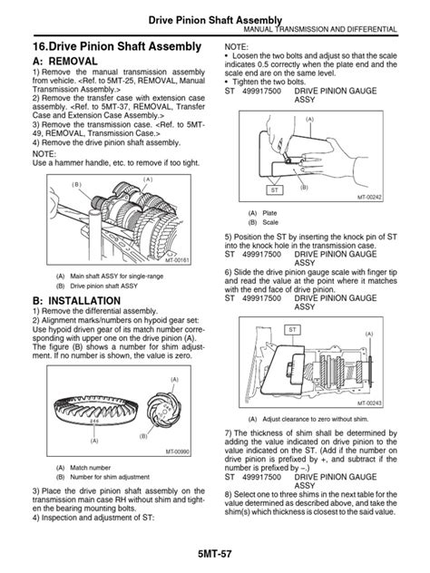Drive Pinion Shaft Assembly Guide Pdf Gear Manual Transmission