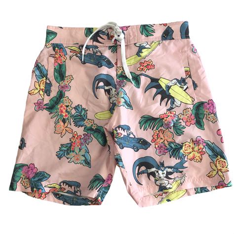 Hawaiian Batman Surfboard Swim Trunks Board Shorts Sz… Gem