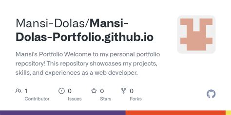 Github Mansi Dolas Mansi Dolas Portfolio Github Io Mansi S Portfolio Welcome To My Personal