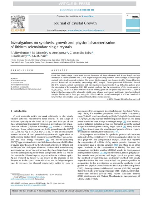 Pdf Investigations On Synthesis Growth And Physical Characterization