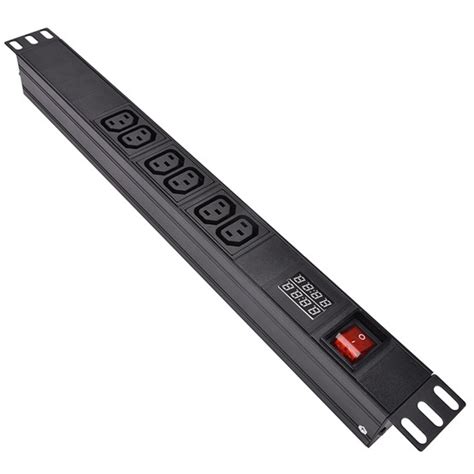6 Way IEC Type PDU Extension Socket With On Off Switch Overload Protector