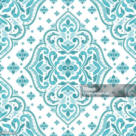 청록색과 흰색 매끄러운 패턴만다라 장식 전통 아랍어 인도 모티브 직물과 직물 벽지 포장 또는 원하는 아이디어에 적합합니다 0명에 대한 스톡 벡터 아트 및 기타 이미지