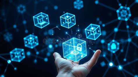 Secure Blockchain Network Concept With Floating Cubes Stock Illustration Illustration Of