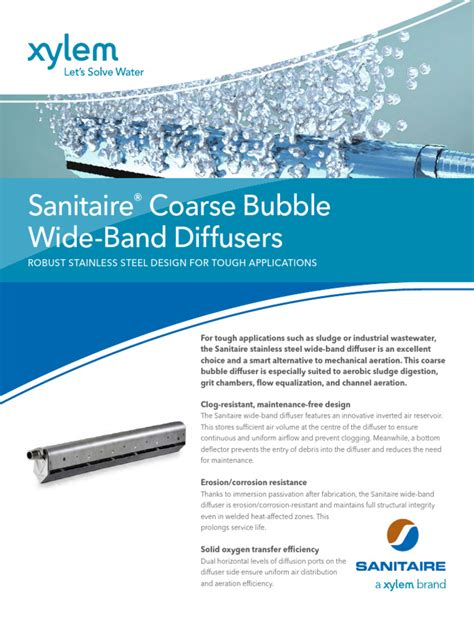 Sanitaire Coarse Bubble Diffuser Datasheet Us Low En Pdf Stainless Steel Corrosion