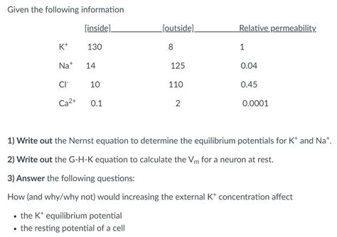 Given The Following Information 1 Write Out The