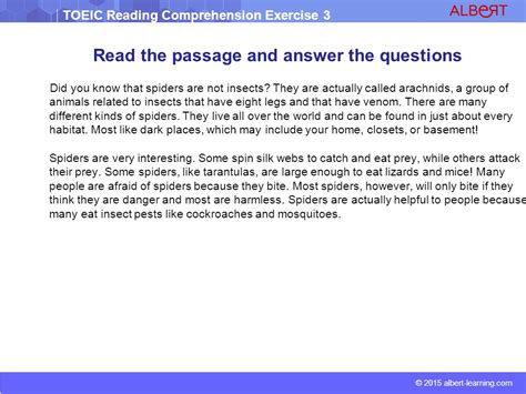 © 2015 albert-learning.com TOEIC Reading Comprehension Exercise 3 READING COMPREHENSION Exercise ...