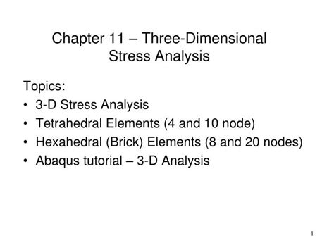 Ppt Chapter 11 Three Dimensional Stress Analysis Powerpoint Presentation Id2812282