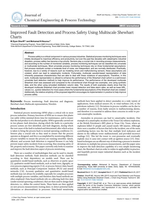 Pdf Improved Fault Detection And Process Safety Using Multiscale Shewhart Charts