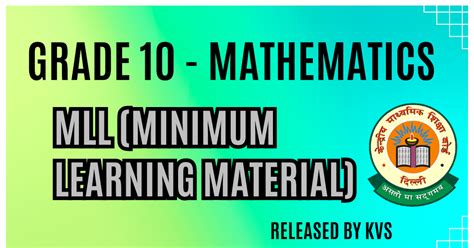 Minimum Learning Material Mathematics Class 10 Kvs 202526