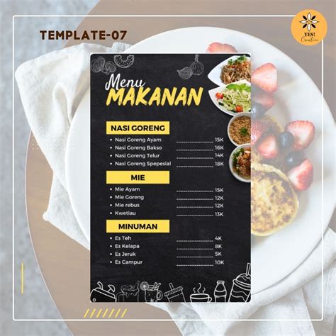 Desain Menu Makanan Tema Hitam Desain And Kerajinan Tangan Lainnya Di