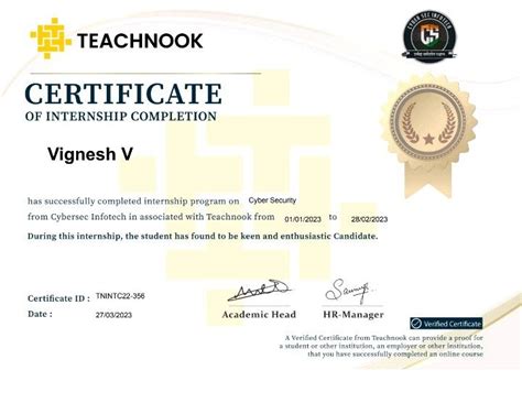 Vignesh V On Linkedin Internship Internship Teachnook Internship