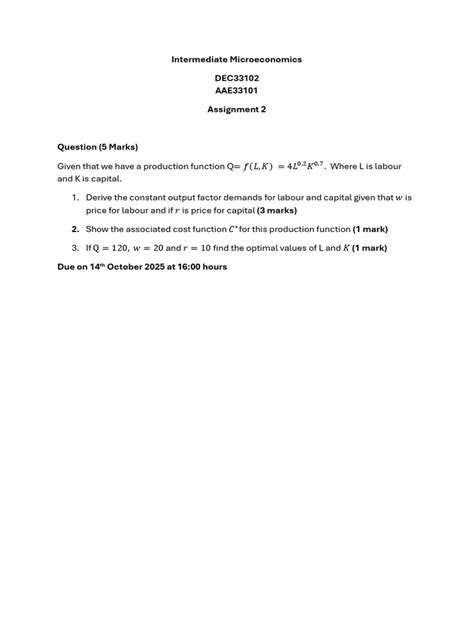 Intermediate Microeconomics Assignment 2 Pdf