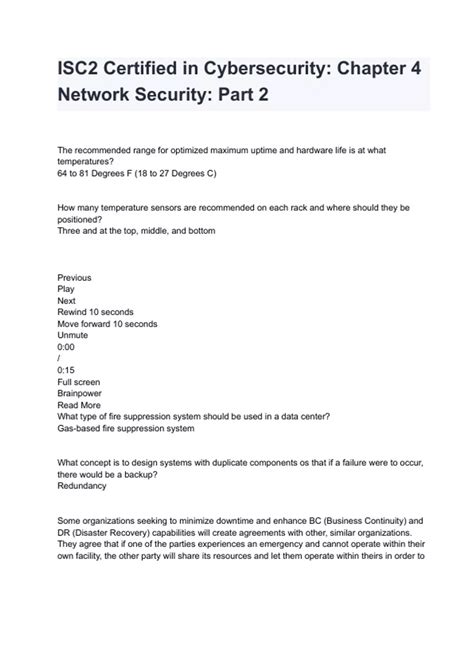Isc2 Certified In Cybersecurity Chapter 4 Network Security Part 2