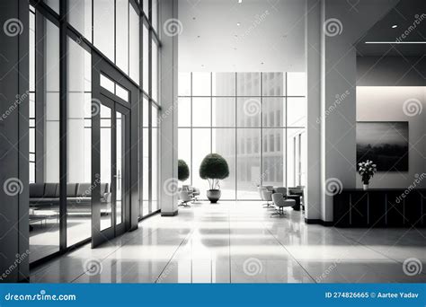 View Of Reception Desk Is Standing In An Office Lobby Royalty Free Illustration Cartoondealer