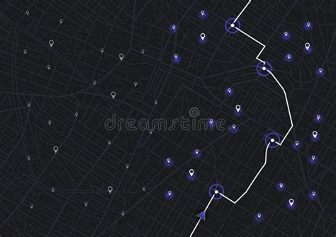 Abstract Map Background Poi City Streets Route Distance Data Path