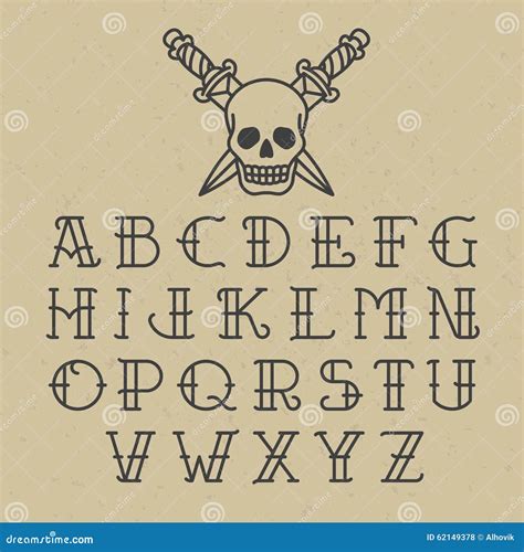 Old School Tattoo Alphabet Stock Vector Illustration Of Collection