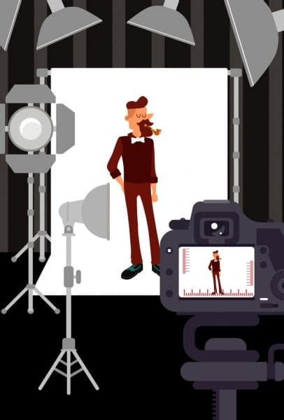 남성 패션 배경 스튜디오 악기 아이콘 만화 디자인 Eps Ai Uidownload