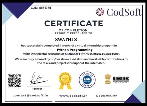 Swathi S On Linkedin Codsoft Internship Pythonprogramming