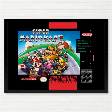 Quadro Capa Do Super Mario Kart Super Nintendo Playtronic Final