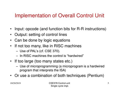 Ppt Control Unit Single Cycle Implementation Powerpoint