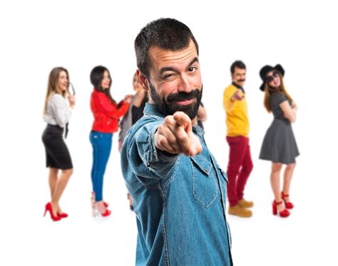 Premium Photo Man Pointing To The Front