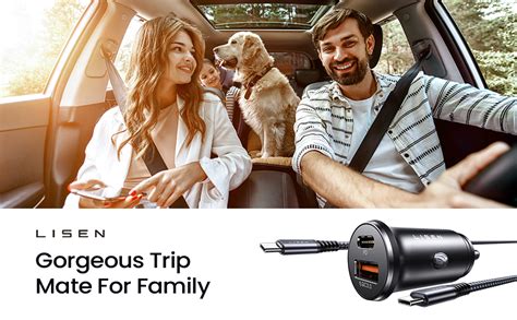 LISEN USB C Car Charger 48W All Metal Cigarette Lighter USB Fast Car Charger Adapter With 3 3ft