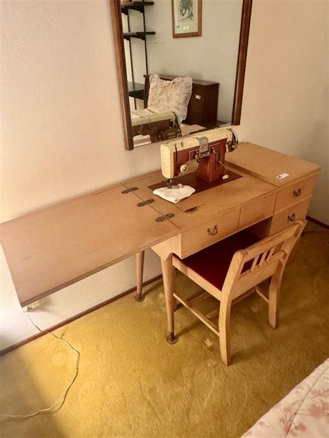 Vintage Sears Kenmore Automatic Sewing Machine Cabinet And Chair