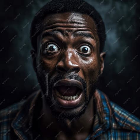 Hombre Negro Con Expresión De Sorpresa Y Conmoción Hombre Africano