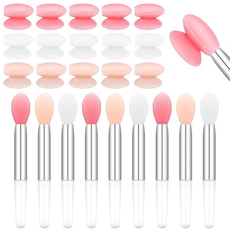 Eaasty 30 Pcs Silicone Lip Brush With Cover Lipstick