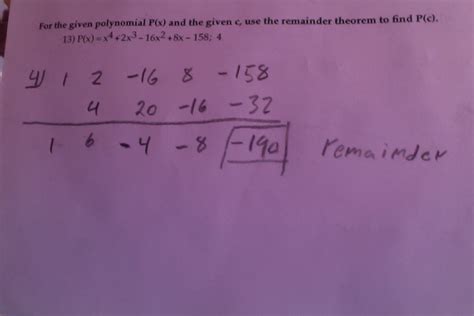 Solved For The Given Polynomial P X And The Given C Use Chegg