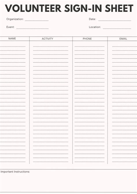 Printable Blank Volunteer Hours Log Sheet Printables Hub