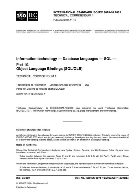 ISO IEC 9075 10 2003 Cor 1 2005 Information Technology Database Languages SQL Part 10