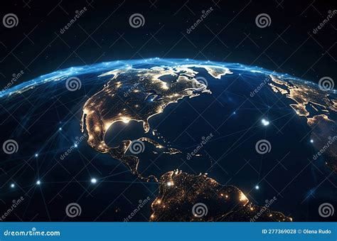Ai Generative Global Communication Network Concept Network Dots Surrounding Planet Earth Stock