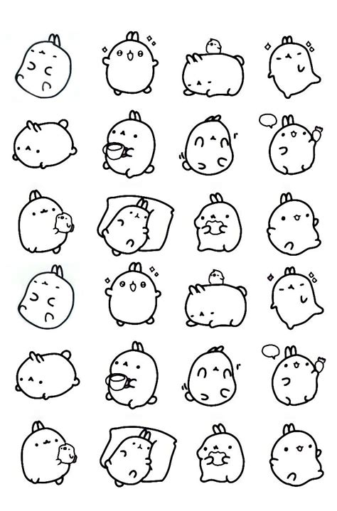 Coloring Pages Kawaii Cute Printable Stickers Black And White