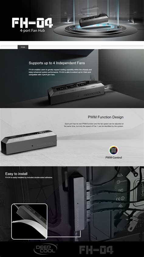Deepcool FH 04 4 Port PWM Fan Hub