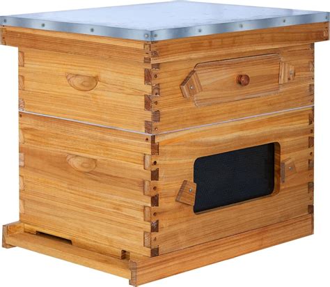 10 Frame Bee Hive Starter Kit With Windows Beeswax Coated Langstroth Bee Hives Boxes For