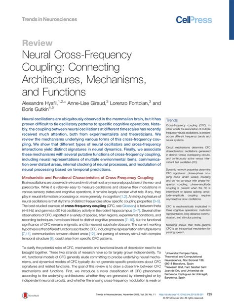 Pdf Neural Cross Frequency Coupling Connecting Architectures
