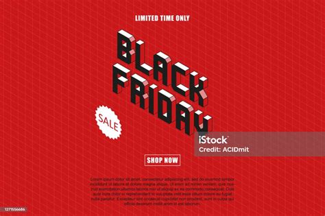블랙 프라이데이 세일 배너 디자인 템플릿은 빨간색 배경에 심플한 플랫 컬러와 아이소메트릭 스타일로 디자인 홍보 벡터 일러스트는