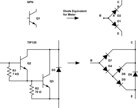 Question On Testing Transistor TIP120 NPN Using Multimeter Electrical Engineering Stack Exchange