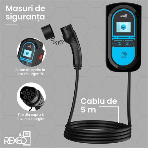 Зарядна станция за електромобили тип 2 5м кабел 6a 32a 230v монофазна 7 4kw Wifi Rfid