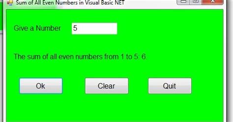 Free Programming Source Codes And Computer Programming Tutorials Sum Of Even Numbers In Visual