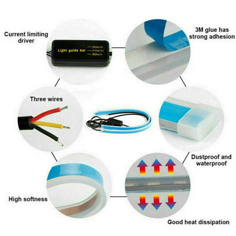 MakeCool Red Yellow 45cm 2x Sequential LED Strip Turn Signal Indicator DRL Daytime Running Lig