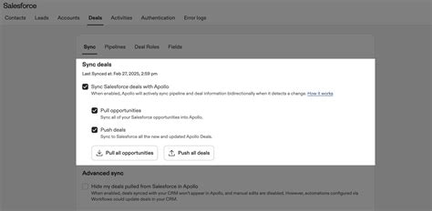 Configure Salesforce Push Settings Apollo Io