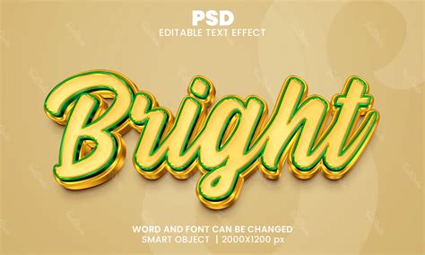 Bright Gold 3d Text Effect Photoshop Premium Psd File