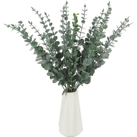 Primrue 20pcs Eucalyptus Stems Decor Artificial Eucalyptus Leaves Faux