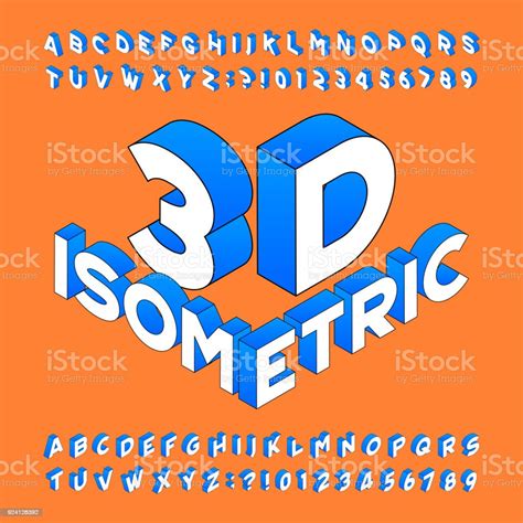 아이소메트릭 알파벳 글꼴입니다 3d 효과 문자 숫자 및 기호 등측투영법에 대한 스톡 벡터 아트 및 기타 이미지 등측투영법