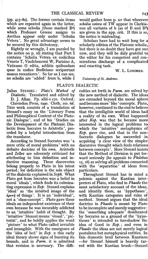 Platos Dialectic Julius Stenzel Platos Method Of Dialectic