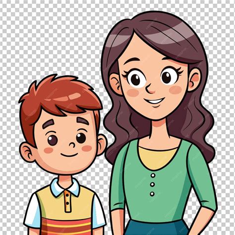 Premium Psd Vector Hand Drawn Mom And Son Cartoon Illustration