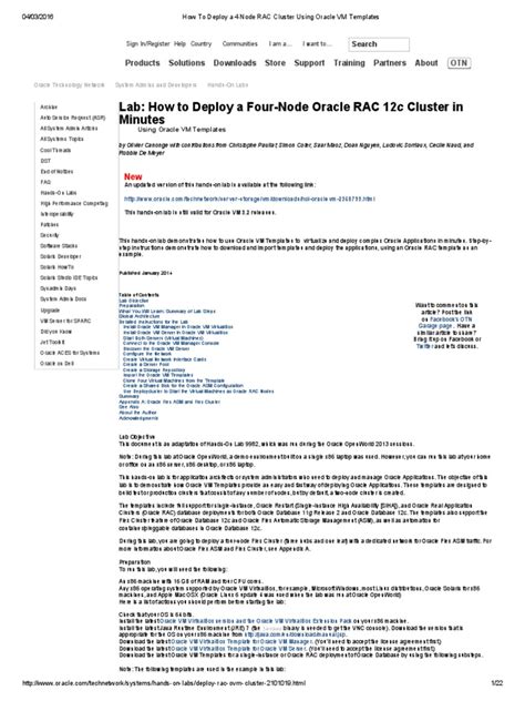 How To Deploy A 4 Node Rac Cluster Using Oracle Vm Templates Pdf
