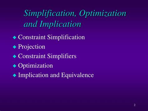 Ppt Constraint Operations Simplification Optimization And